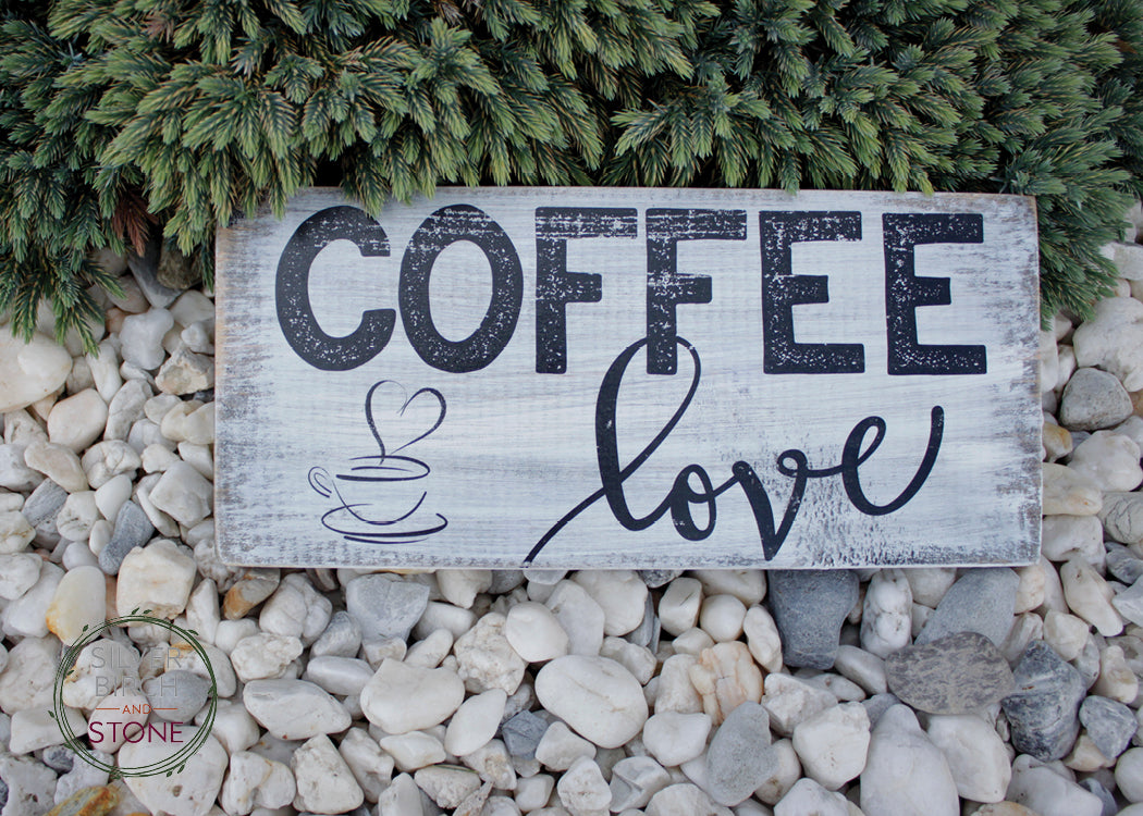 Home Decor. Distressed Finish. Coffee Love Wood Sign. Gift for Coffee ...