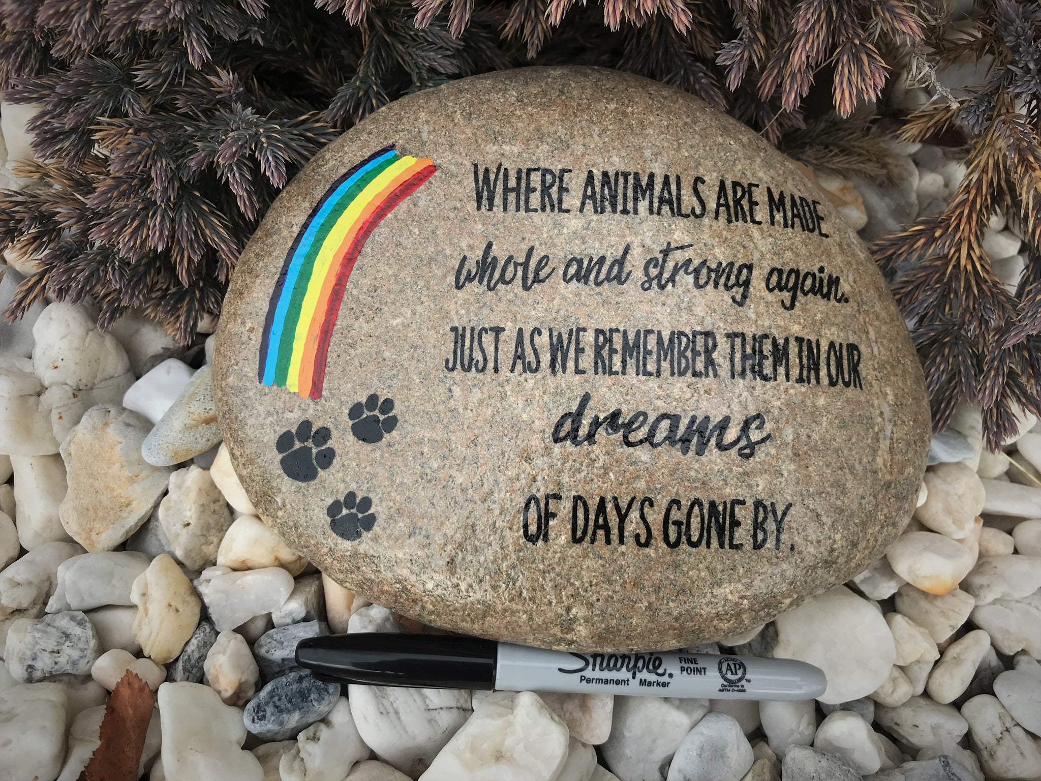 Rainbow Bridge Pet Stone – Silver Birch & Stone