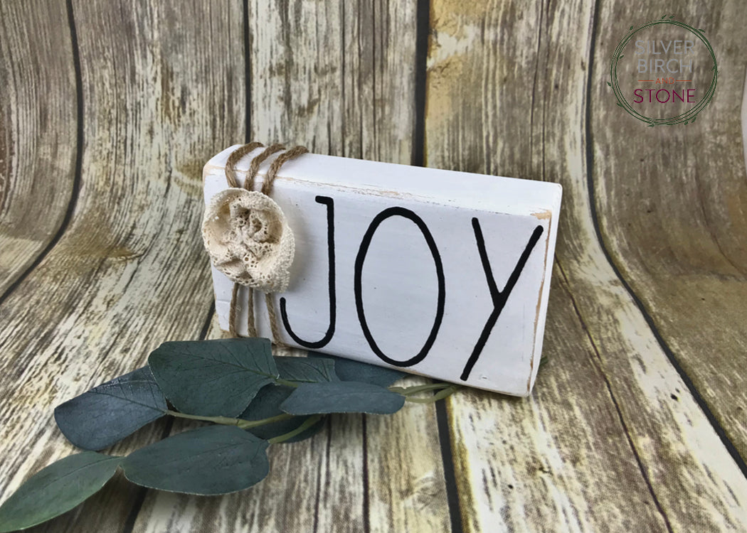 Rustic Wood Word Blocks – Silver Birch & Stone