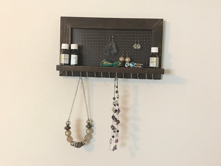 Wall hanging jewelry display. Earring Display. Hanging Necklace Displa ...
